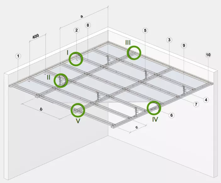 Nedpendlat undertak med Gyproc GK system i en nivå - Montering av ...